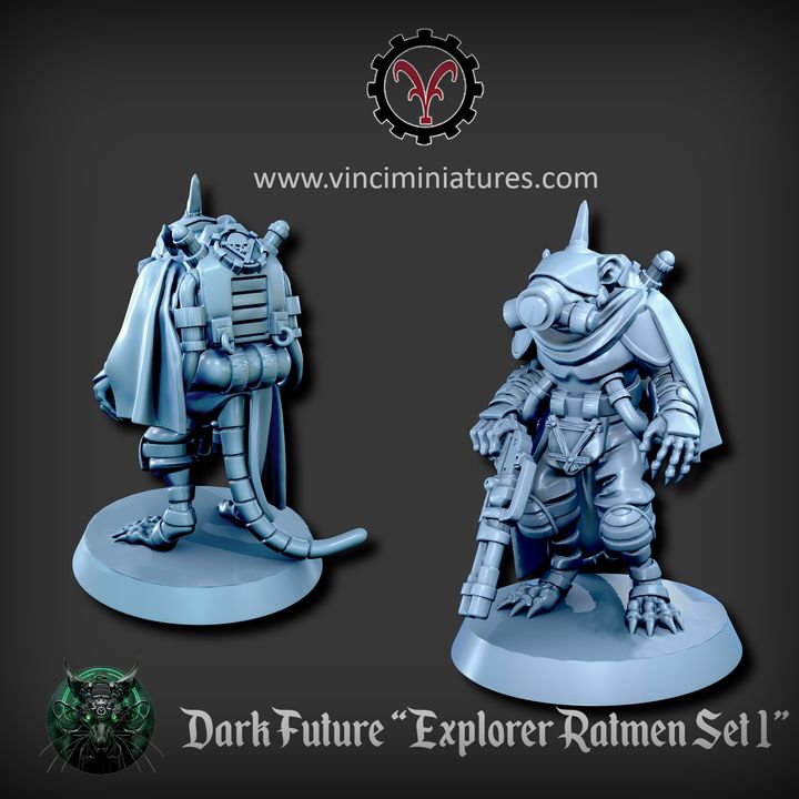 3D Printable DARK FUTURE EXPLORER RATMEN SET 1 by vinciminiatures