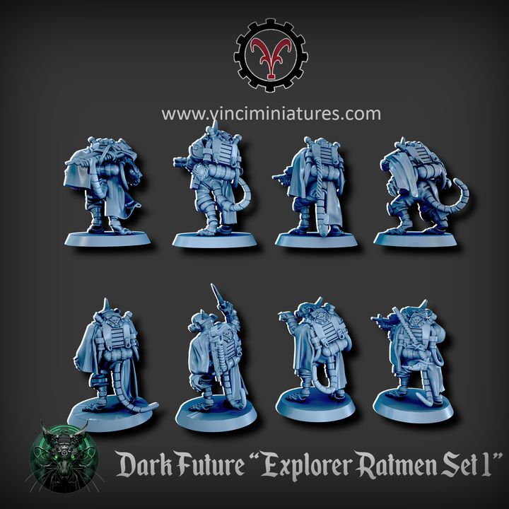 3D Printable DARK FUTURE EXPLORER RATMEN SET 1 by vinciminiatures