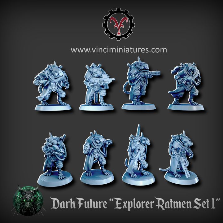 3D Printable DARK FUTURE EXPLORER RATMEN SET 1 by vinciminiatures