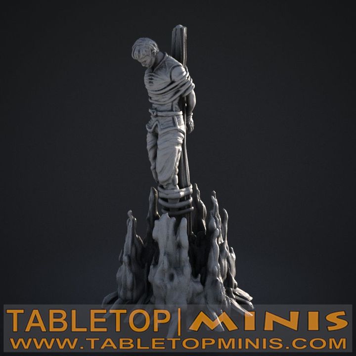 3D Printable Burn At The Stake Man With Fire by TableTopMinis