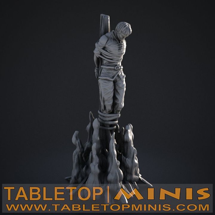 3D Printable Burn At The Stake Man With Fire by TableTopMinis