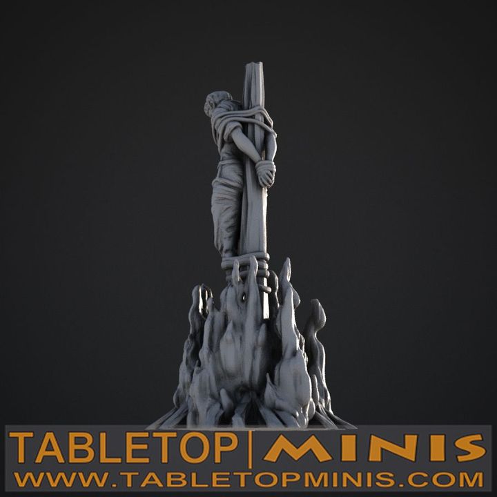 3D Printable Burn At The Stake Man With Fire by TableTopMinis