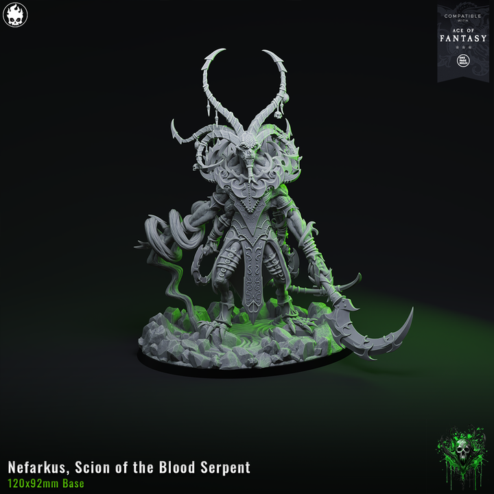 3D Printable Nefarkus, Scion of the Blood Serpent by Fleshcraft Studio