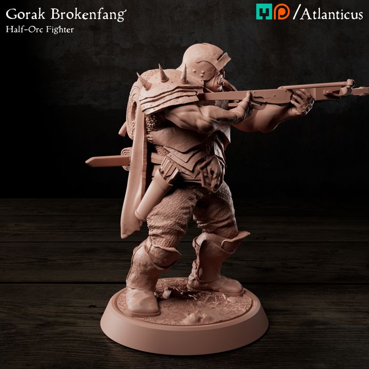 3D Printable Male Half-Orc Fighter - Gorak Brokenfang - Crossbow by ...