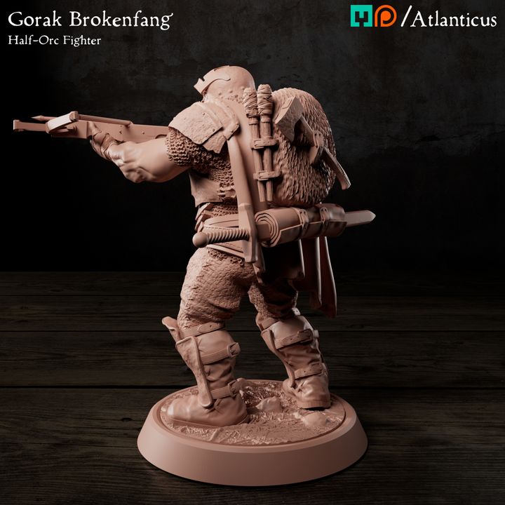 3D Printable Male Half-Orc Fighter - Gorak Brokenfang - Crossbow by ...