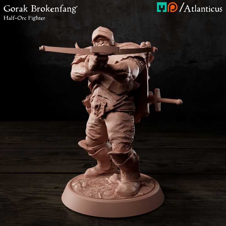 3D Printable Male Half-Orc Fighter - Gorak Brokenfang - Crossbow by ...