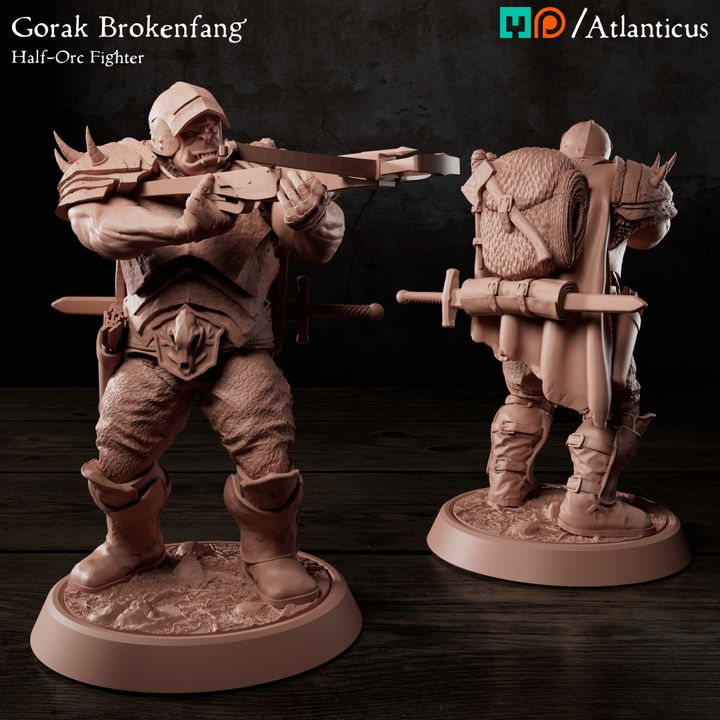 3D Printable Male Half-Orc Fighter - Gorak Brokenfang - BUNDLE by ...