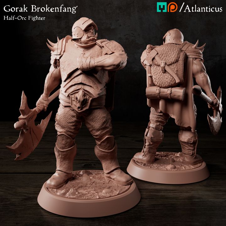 3D Printable Male Half-Orc Fighter - Gorak Brokenfang - BUNDLE by ...
