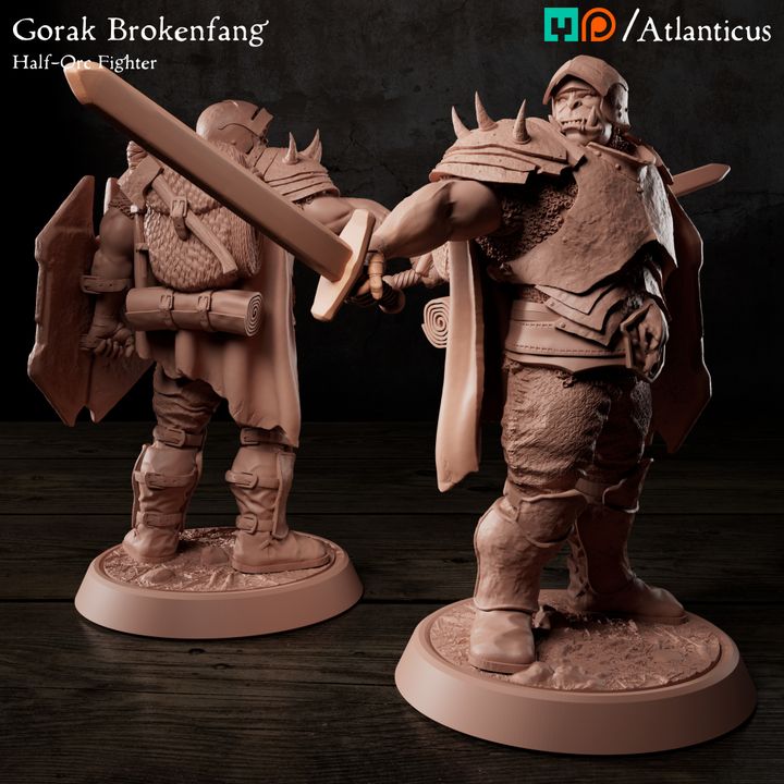 3D Printable Male Half-Orc Fighter - Gorak Brokenfang - BUNDLE by ...