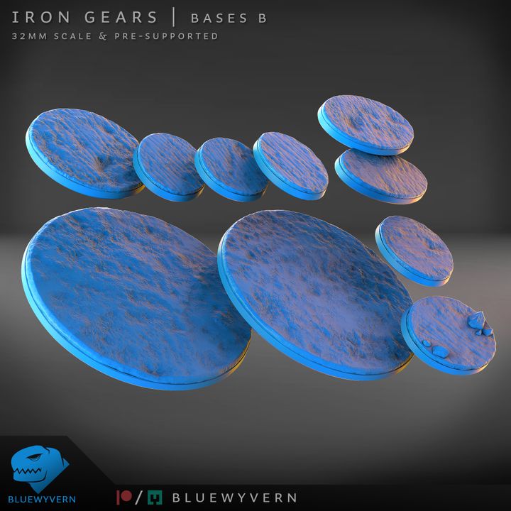 3D Printable Iron Gears - Bases B by BlueWyvern