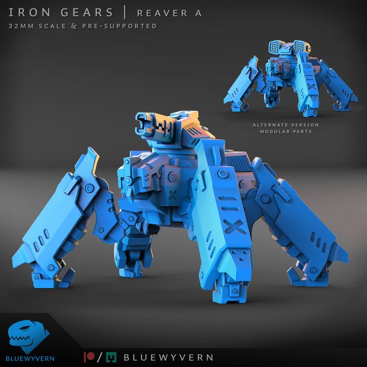 3D Printable Iron Gears - Reaver A (Modular) by BlueWyvern