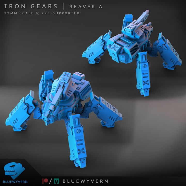 3D Printable Iron Gears - Reaver A (Modular) by BlueWyvern