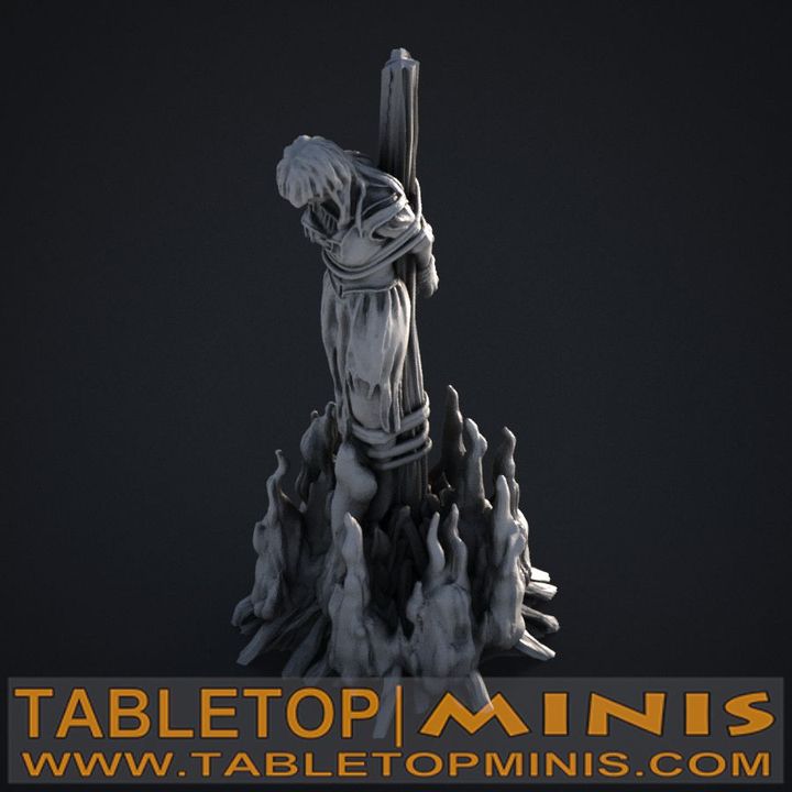 3D Printable Burn At The Stake Woman With Fire by TableTopMinis