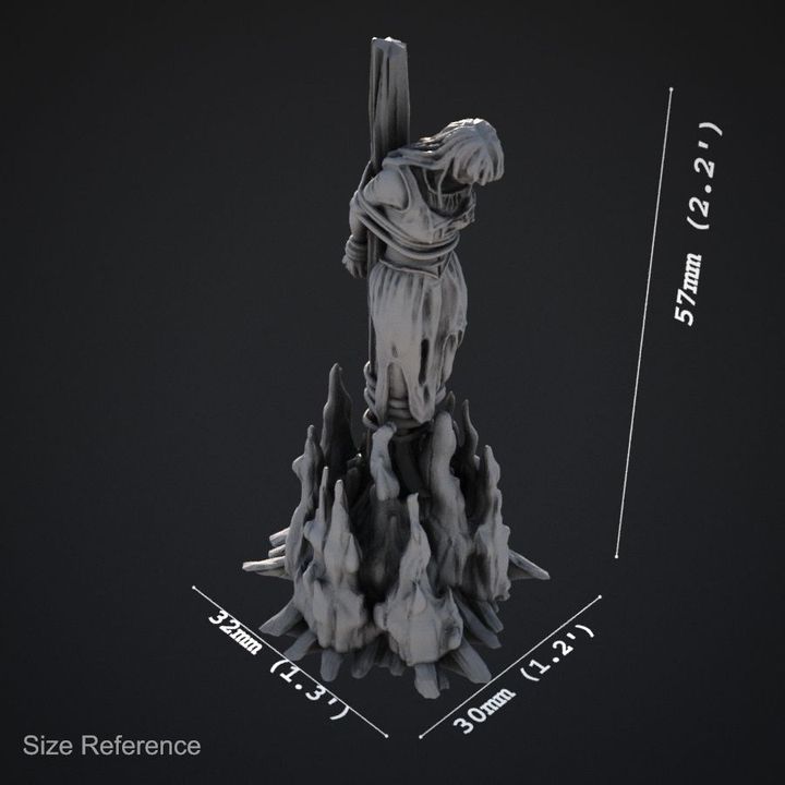 3D Printable Burn At The Stake Woman With Fire by TableTopMinis
