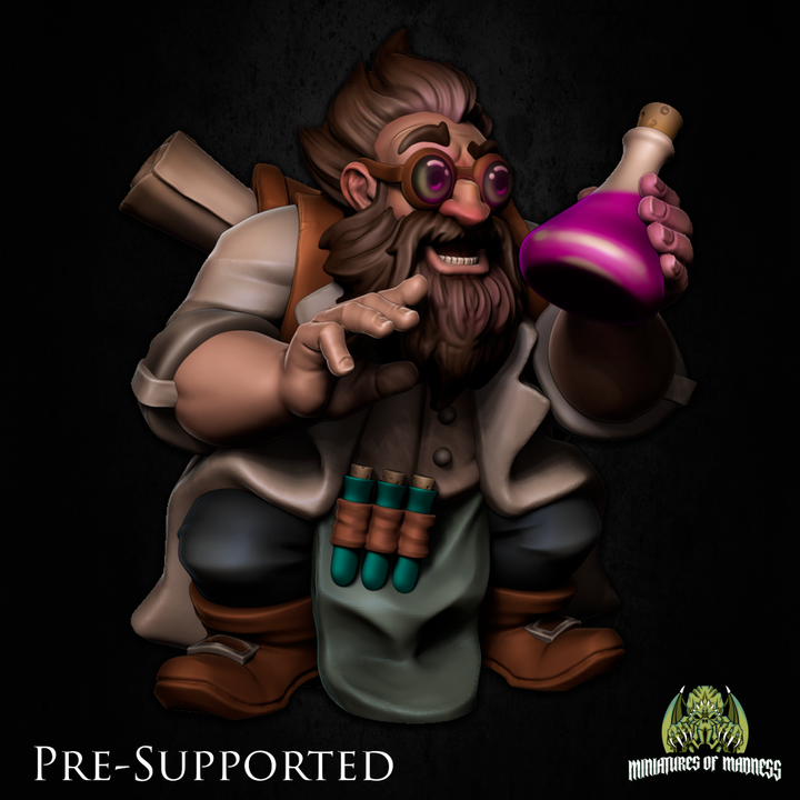 3D Printable Barin Crispotion [PRE-SUPPORTED] Dwarf Alchemist Scientist ...