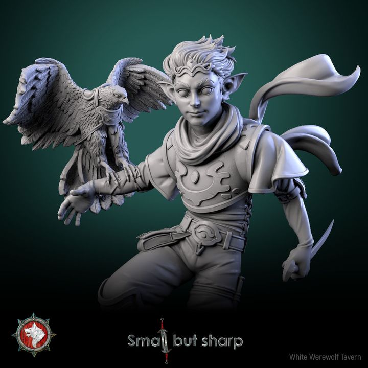 3D Printable Halfling warrior 75 mm pre-supported by White Werewolf Tavern