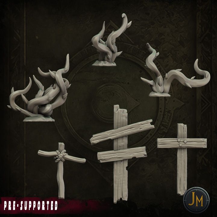 3D Printable Cemetery - Bases and Decoration Set by Jandro Marquez