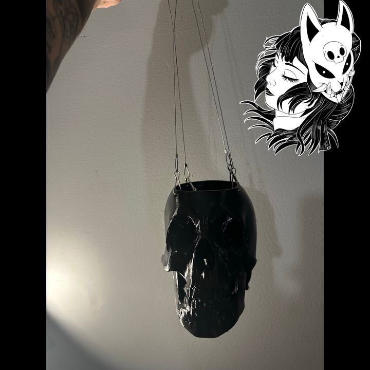 3D Printable KG Customs & Creations Hanging Skull Planter / Skull Pot ...