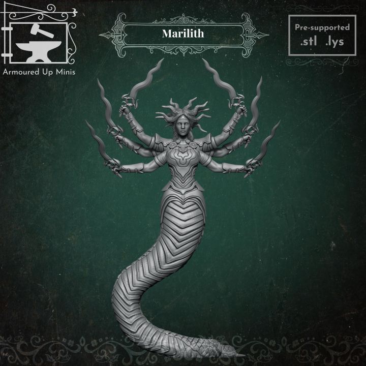 3D Printable Marilith by Armoured Up Minis