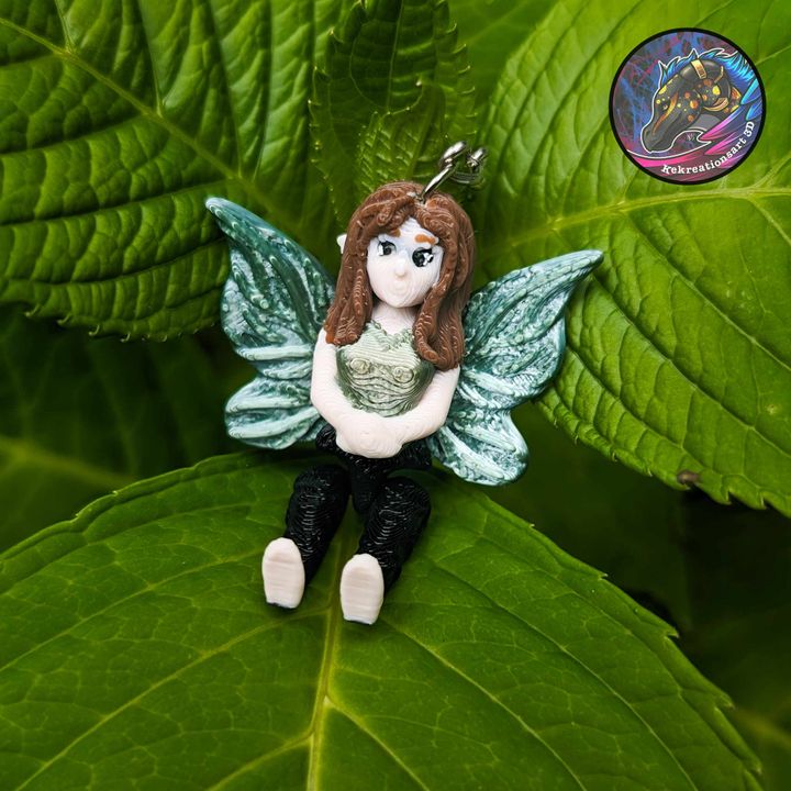 3D Printable Flexi Mini Fairy and Tiny Fairy Keychain by Kirsten M