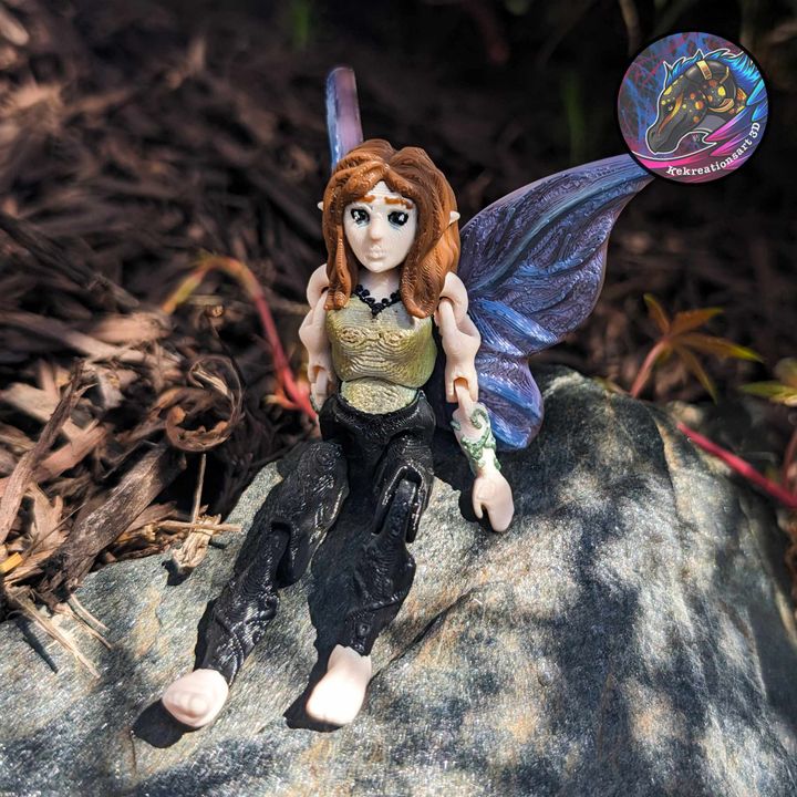 3D Printable Flexi Mini Fairy and Tiny Fairy Keychain by Kirsten M