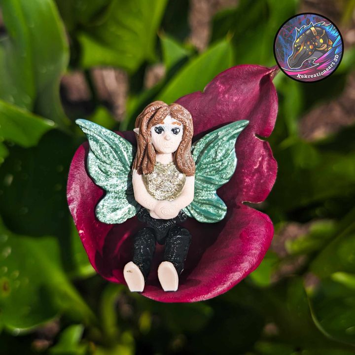 3D Printable Flexi Mini Fairy and Tiny Fairy Keychain by Kirsten M