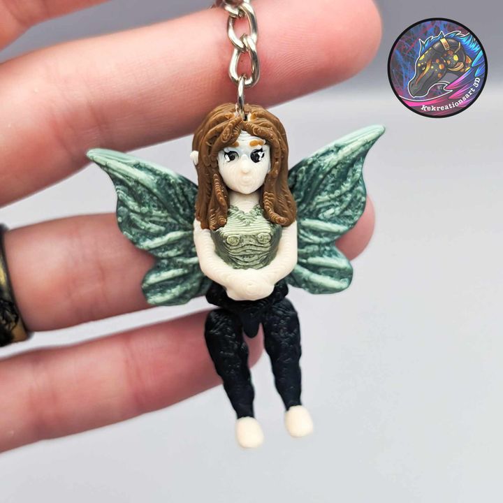 3D Printable Flexi Mini Fairy and Tiny Fairy Keychain by Kirsten M