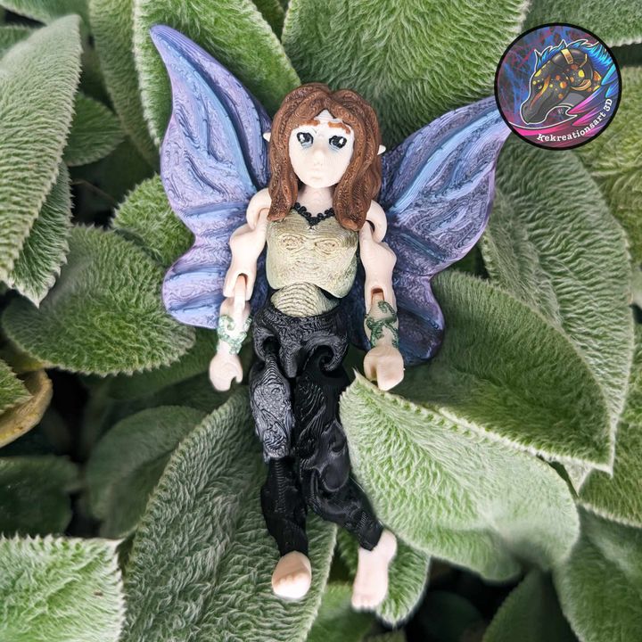 3D Printable Flexi Mini Fairy and Tiny Fairy Keychain by Kirsten M