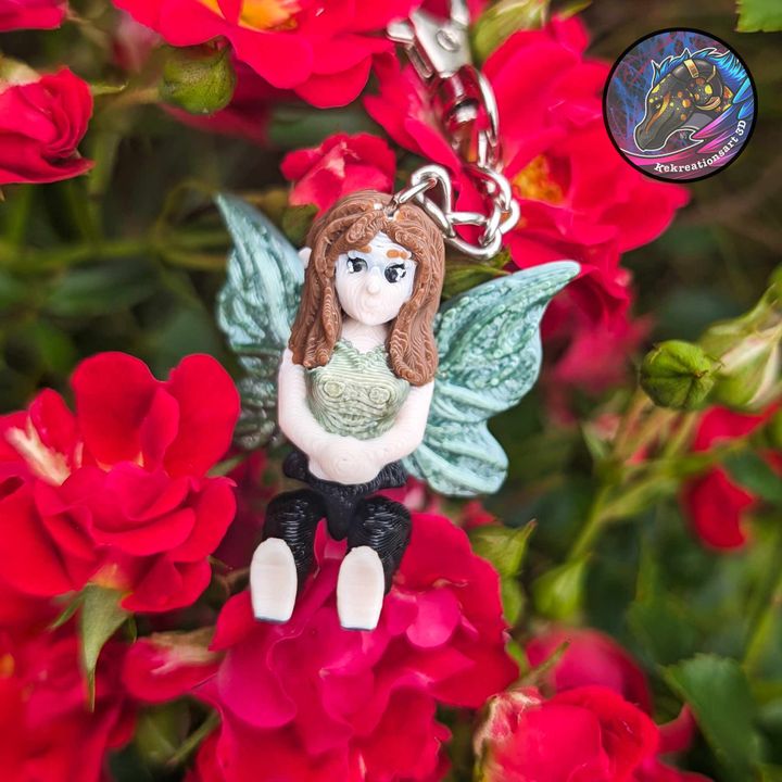 3D Printable Flexi Mini Fairy and Tiny Fairy Keychain by Kirsten M