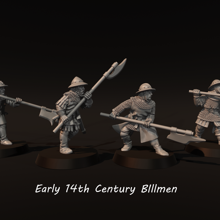 3D Printable Early 14th Century BIllmen by Medbury Miniatures