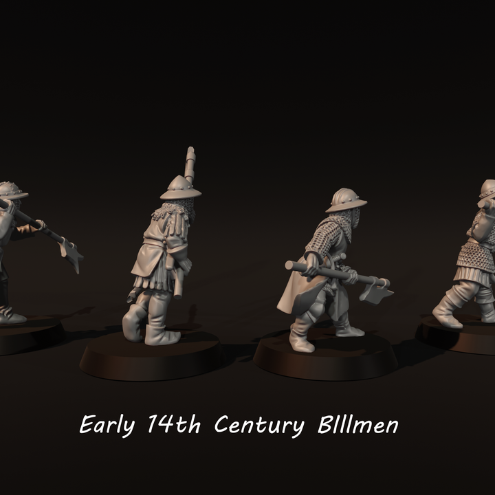 3D Printable Early 14th Century BIllmen by Medbury Miniatures