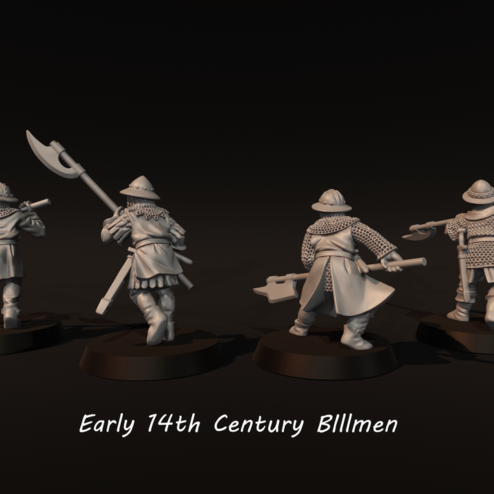 3D Printable Early 14th Century BIllmen by Medbury Miniatures