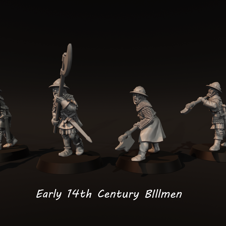 3D Printable Early 14th Century BIllmen by Medbury Miniatures