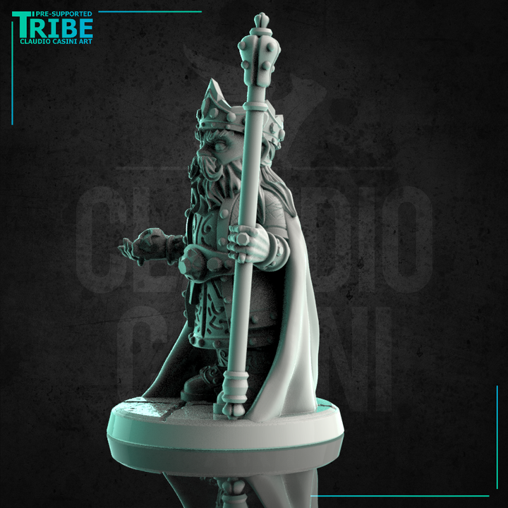 3D Printable (0213) Male halfling hobbit king with a scepter and a ...