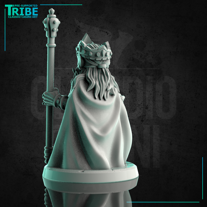 3D Printable (0213) Male halfling hobbit king with a scepter and a ...