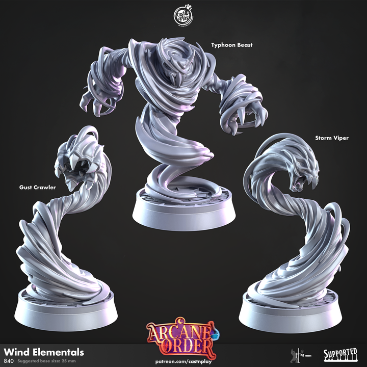 3D Printable Wind Elementals (Pre-Supported) | Cast n Play by Cast n Play