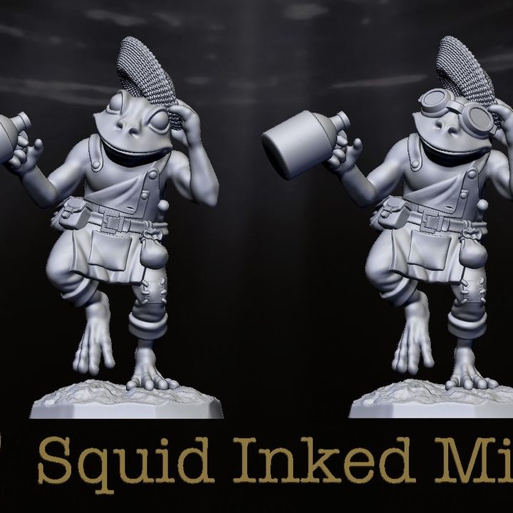 3D Printable Craw Diddy Daddy Grung Bard on the Jug by Squid Inked Minis