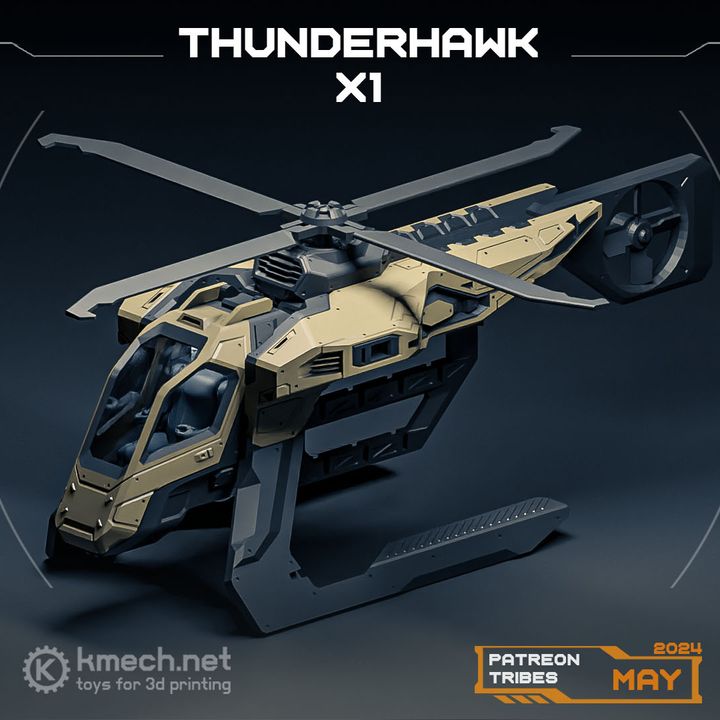 3D Printable THUNDERHAWK aircraft by Kmech