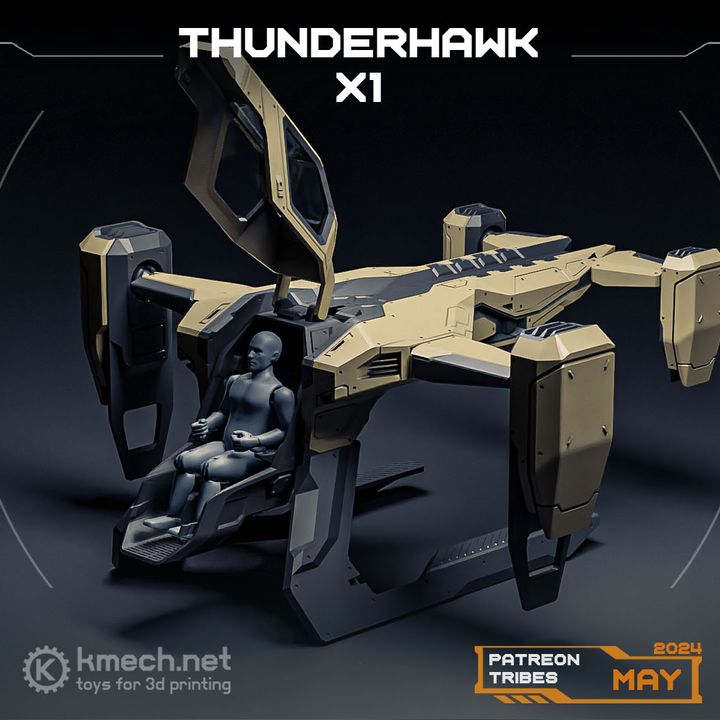 3D Printable THUNDERHAWK aircraft by Kmech