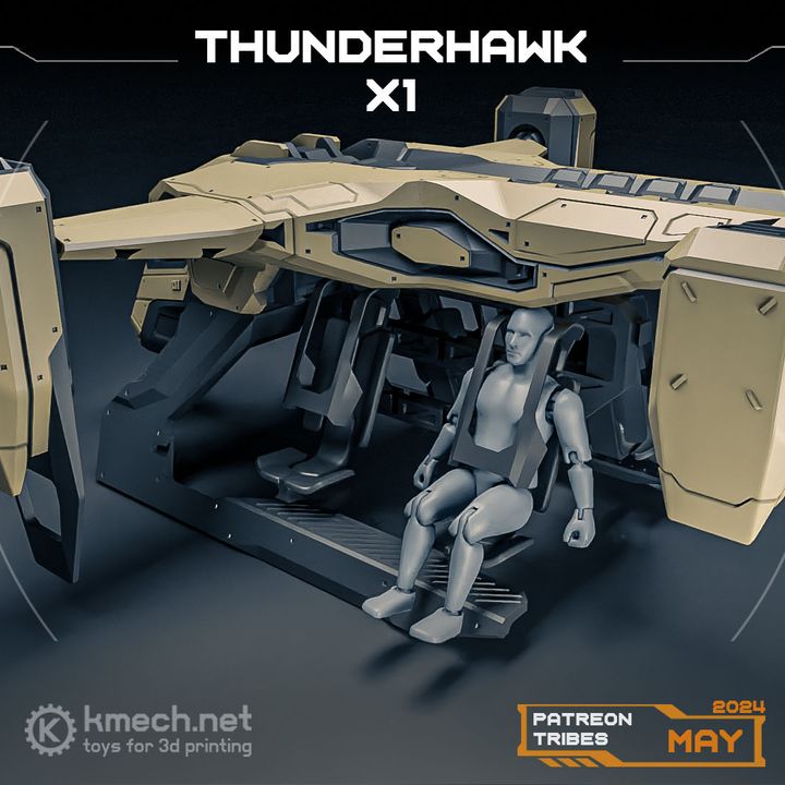 3D Printable THUNDERHAWK aircraft by Kmech
