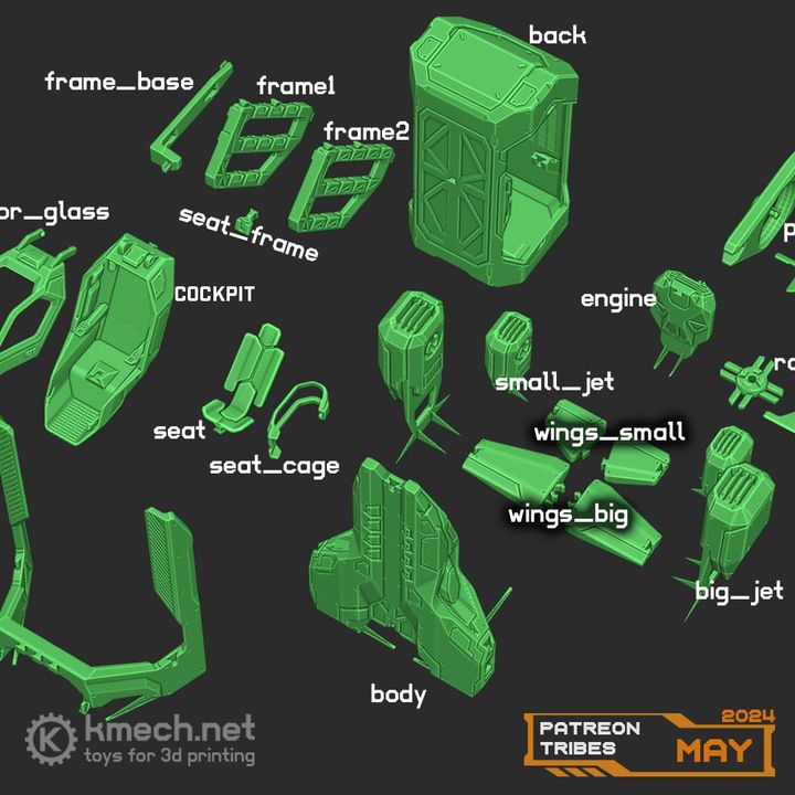 3D Printable THUNDERHAWK aircraft by Kmech