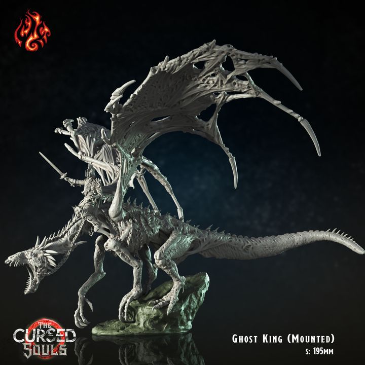 3D Printable Ghost Dragon with Ghost King rider by Crippled God Foundry
