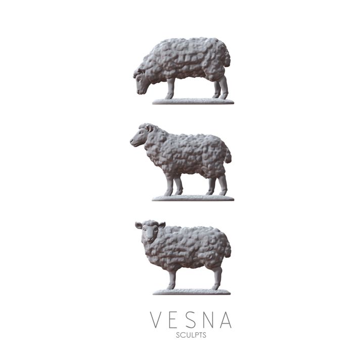 3D Printable FLOCK OF SHEEP by VESNA SCULPTS