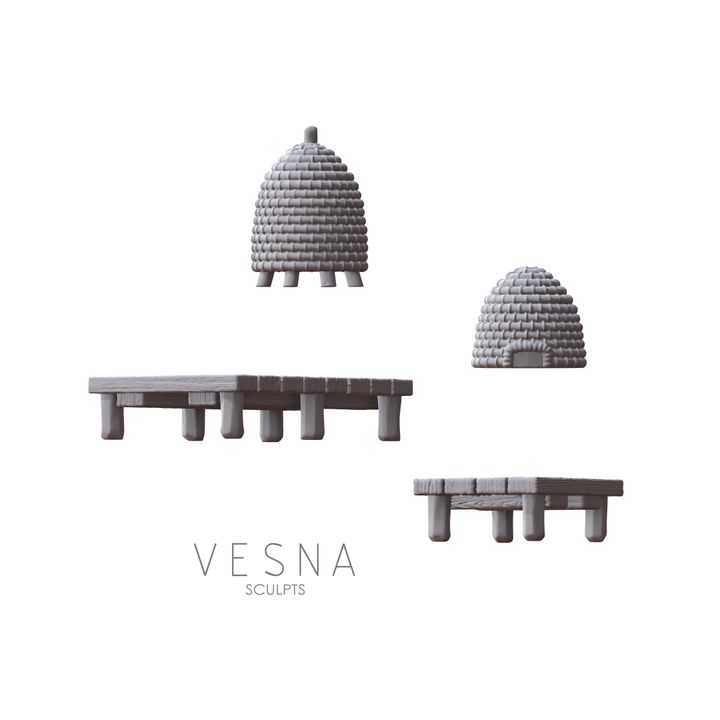 3D Printable MEDIEVAL BEE HIVES by VESNA SCULPTS