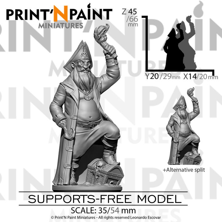 3D Printable Human Pirate Captain by Leonardo Escovar