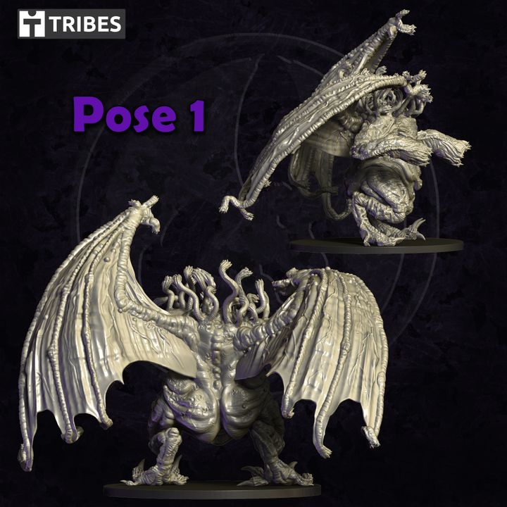 3D Printable Wormfiends - Huge Winged Worm Demons, 3 different poses by ...