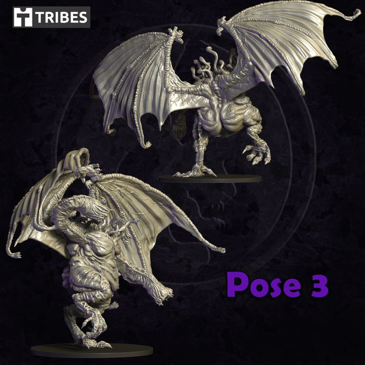 3D Printable Wormfiends - Huge Winged Worm Demons, 3 different poses by ...