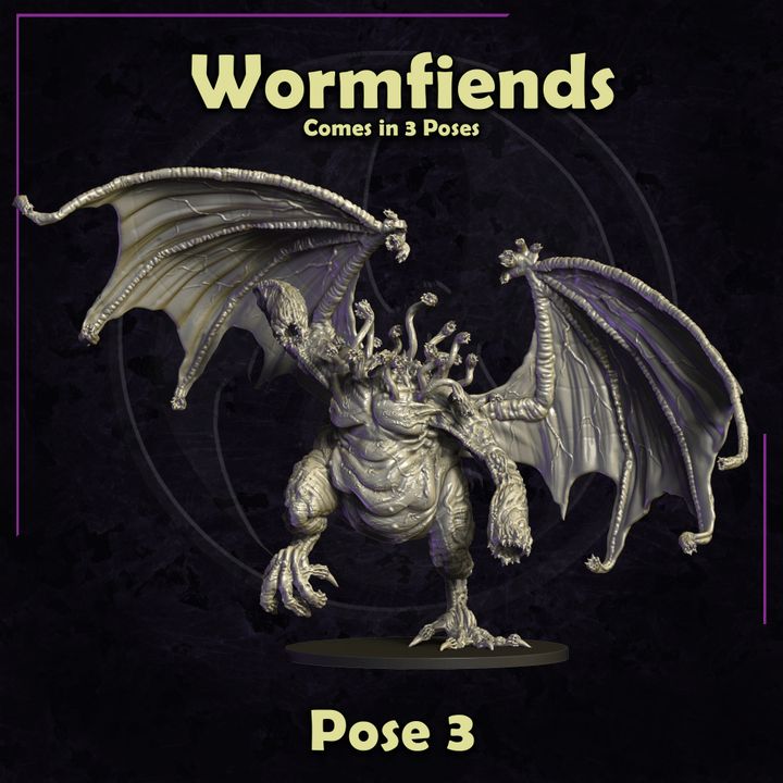 3D Printable Wormfiends - Huge Winged Worm Demons, 3 different poses by Dark-Platypus Studio