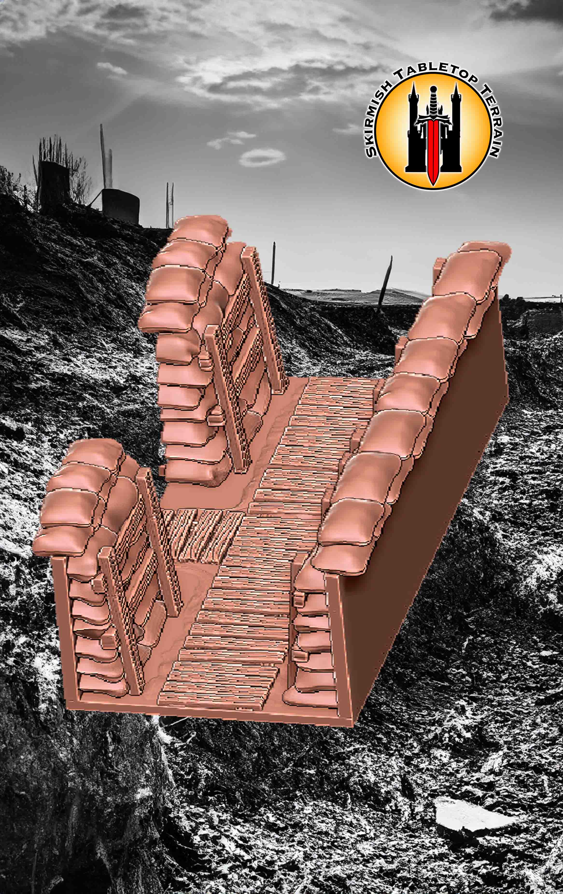 3D Printable Trench Bundle 1 by Skirmish Tabletop Terrain