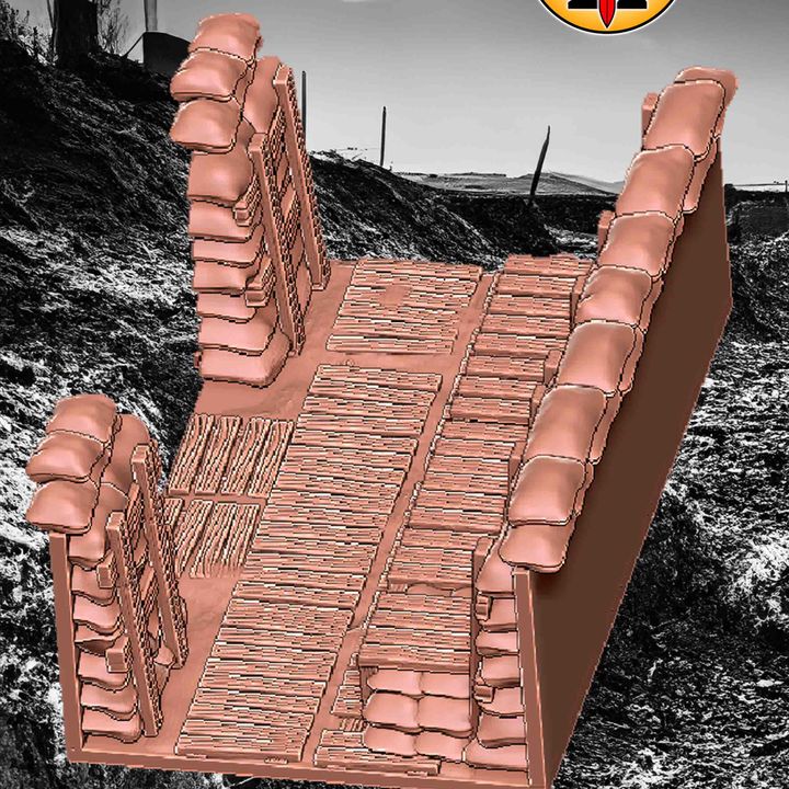 3D Printable Trench Bundle 1 by Skirmish Tabletop Terrain